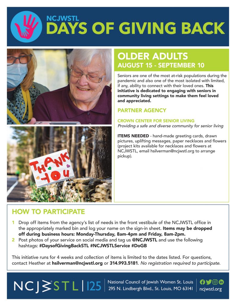 Days of Giving Back - National Council of Jewish Women St. Louis